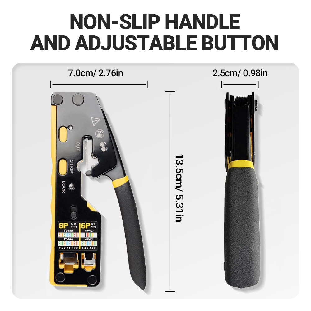 AMPCOM RJ45 Crimper Pass Through RJ45 Crimping Tool For CAT6 CAT5E Pass ...