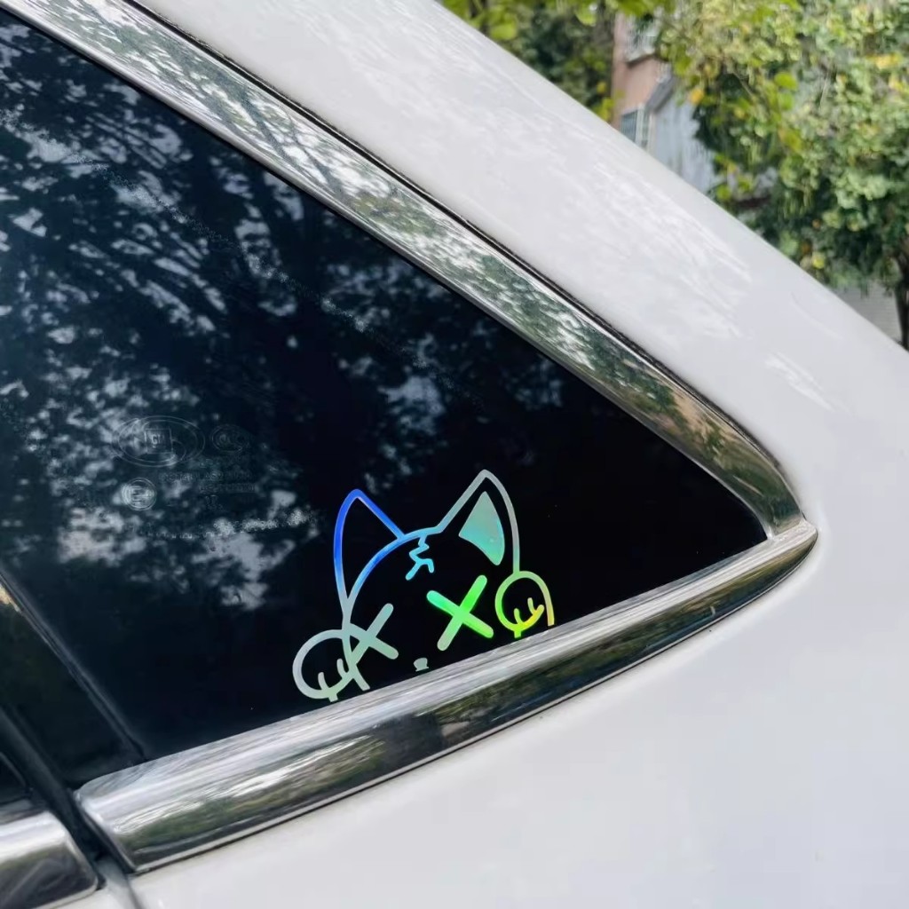 [A766] Xx Eye Lucky Cat Pair Set Triangular Window Waterproof Car ...