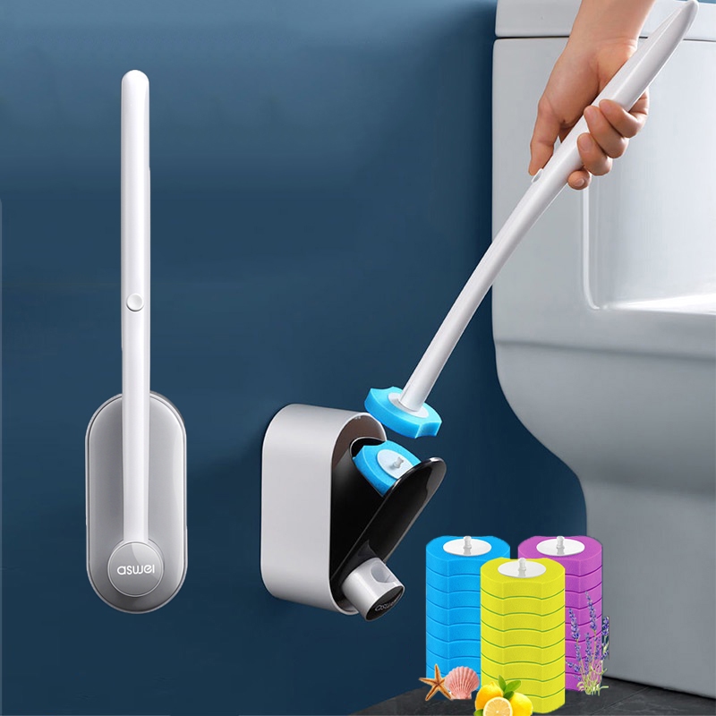 ASWEI Disposable Silicone Toilet Bowl Brush Cleaner Berus Toilet Tandas ...