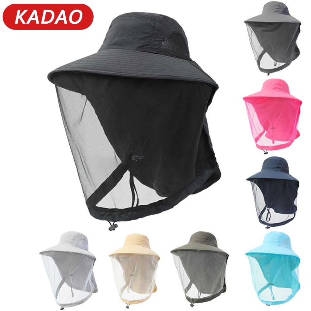 KADAO Outdoor Anti Mosquito Insect Mesh Hat Fishing Hat Bug Mesh Head ...