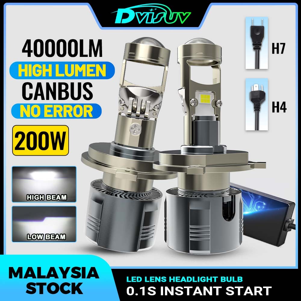 1Pair LED Light Bulb H7 H11 H4 LED 6500K White Headlight Mini Lens ...
