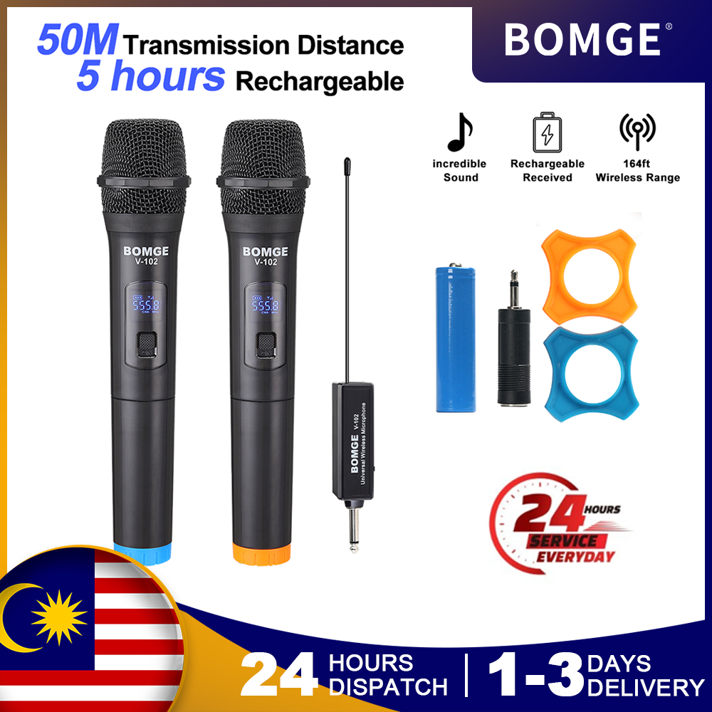 BOMGE Wireless Microphone system 2 Handheld Microphone DVD PC Mic ...