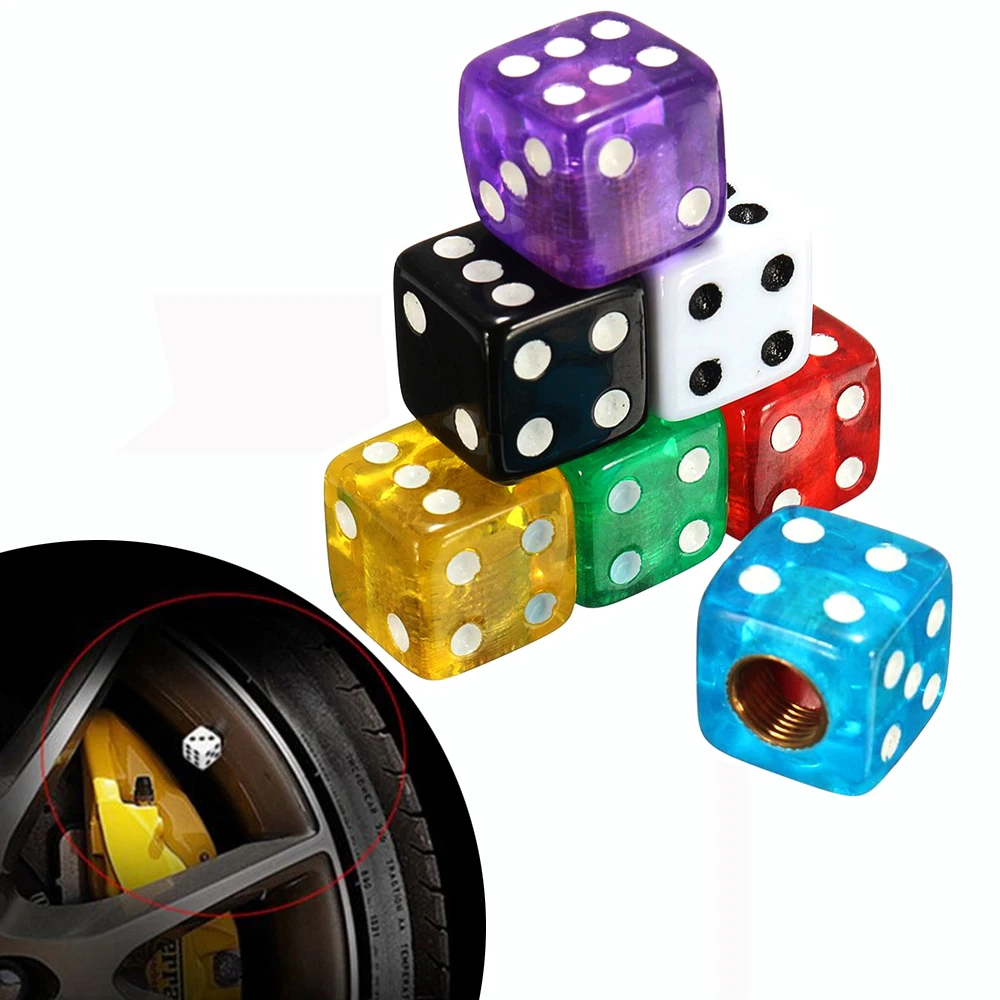 2Pcs Dice Dust Valve Caps Car Motorcycles 80's Novelty Fun Retro ...