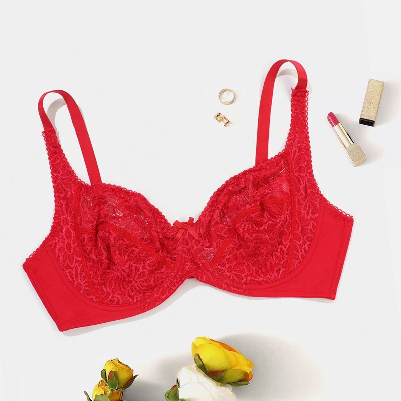 Parifairy Half transparent bra no foam underwire bralette plus size bra cup c 34C 36C .38C 40C ...