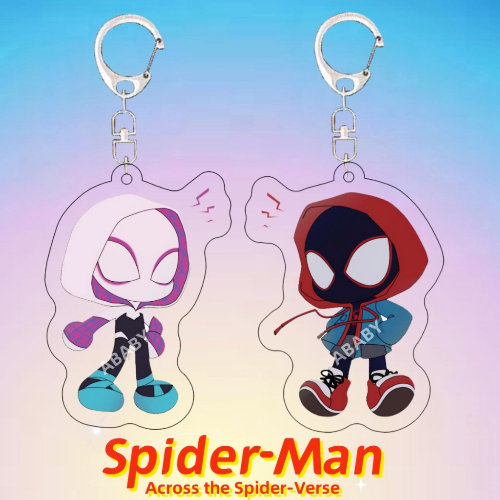 Spider-Man across the spider verse acrylic keychain miles/Gwen couple ...