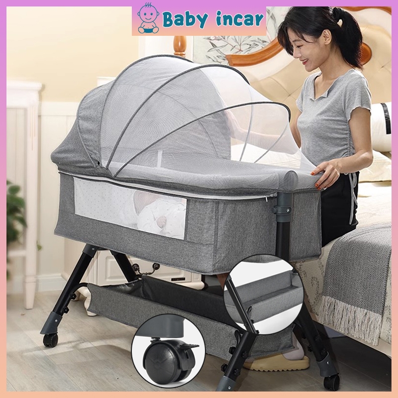 COD Baby Cot Bed baby side bed Folding katil baby bed portable crib ...