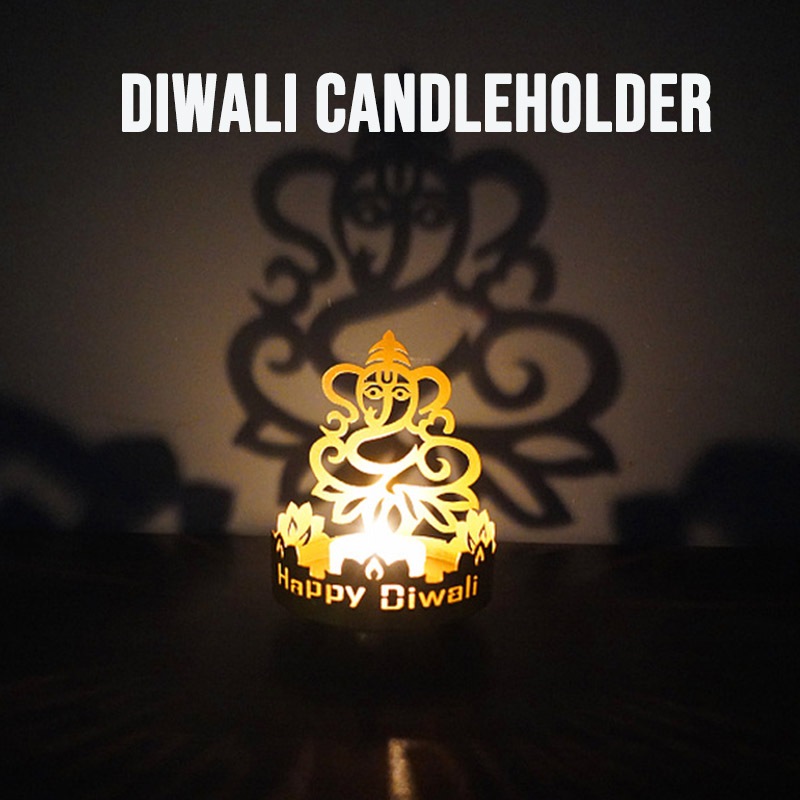 Diwali Iron Projection Candle Holder Deepavali Ganesa Candlesticks ...