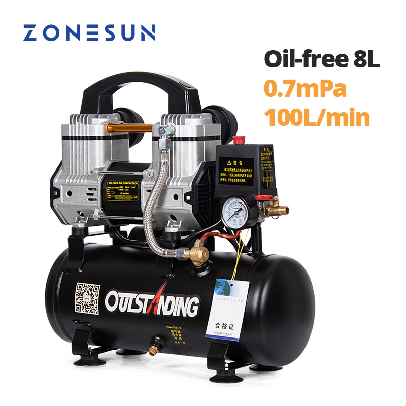 ZONESUN ZS-AC08L Small Oil-free Silent Air Compressor Compressed Air ...