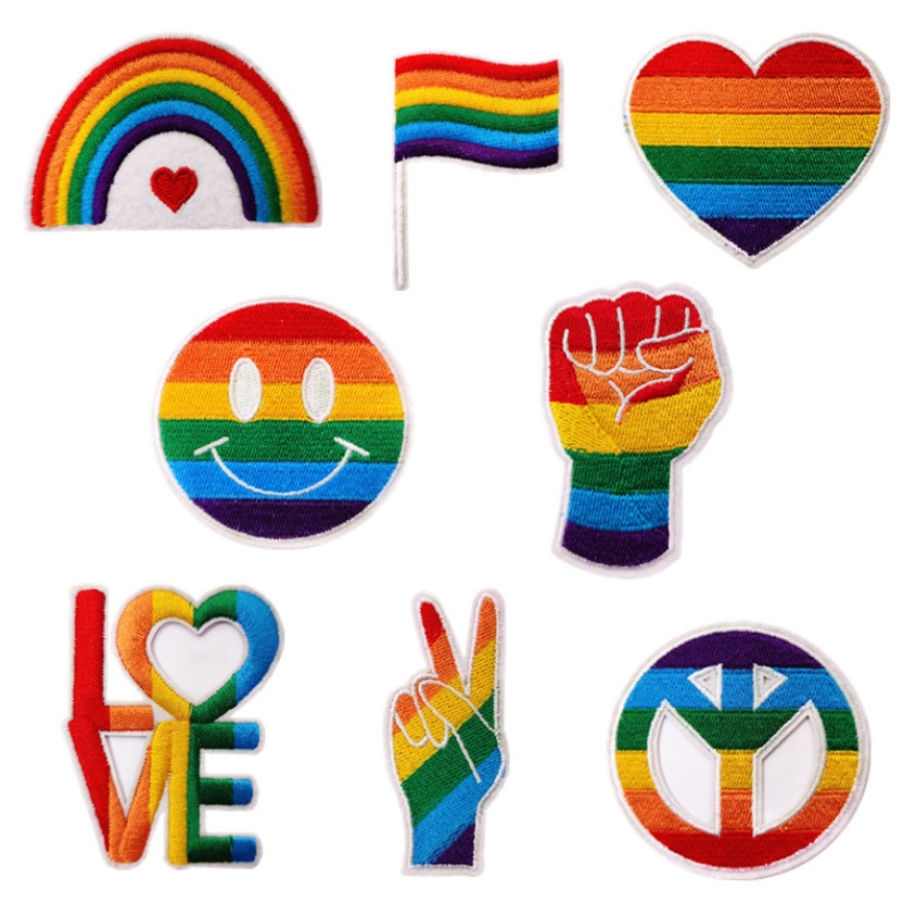 Rainbow Series Cartoon Embroidered Cloth Stickers Ripped Fashion Anime ...