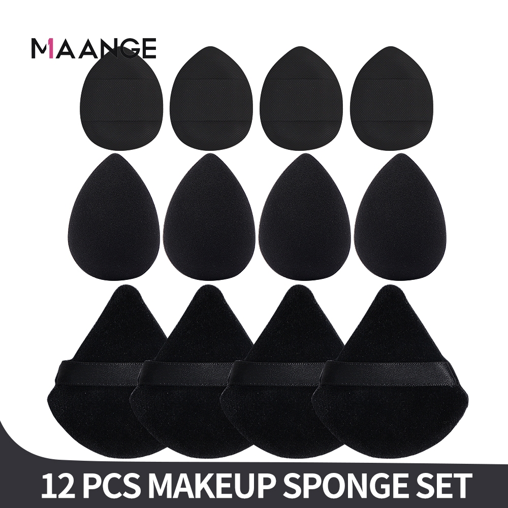 MAANGE 12Pcs Campuran Span Solek Serbuk Set Puff 3 Bentuk Untuk ...
