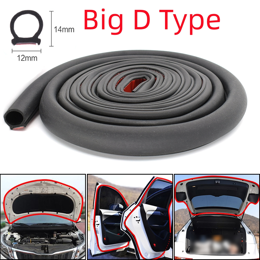 2M Car Rubber Door Seal Strip Big D Type Sealing Weatherstrip EPDM ...