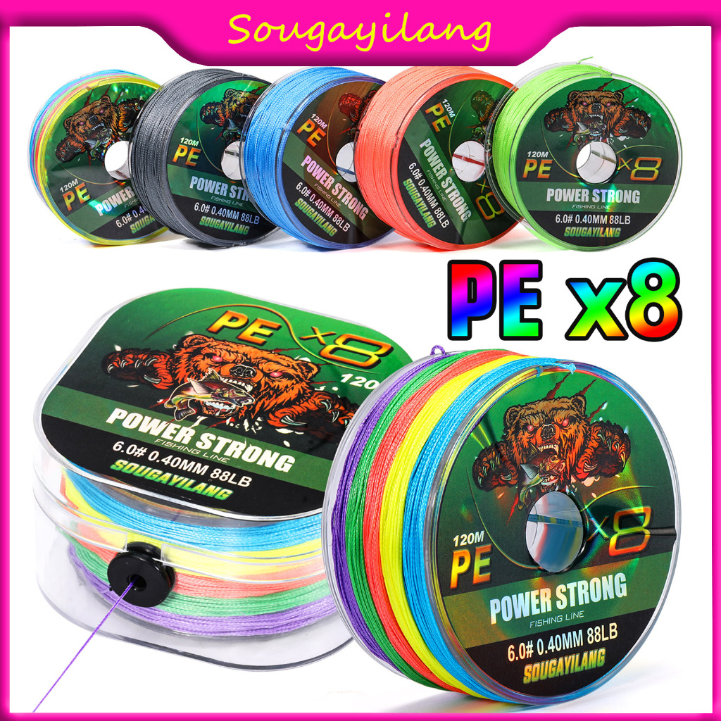 Sougayilang PE Fishing Line 8 Strands - 5 Colors (120M/Max Test 40kg ...