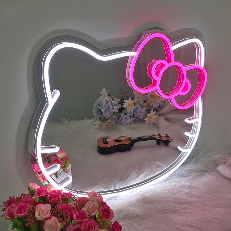 Mirror Led Neon Sign Lights Kuromi Mirror for Girls Room Decor Lamp ...