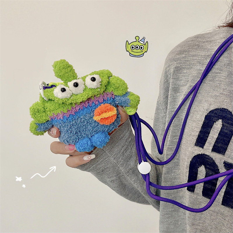 Ins Plush Cartoon Alien Ugly Fish Beaver Loopy Sling Bag AirPods Case ...