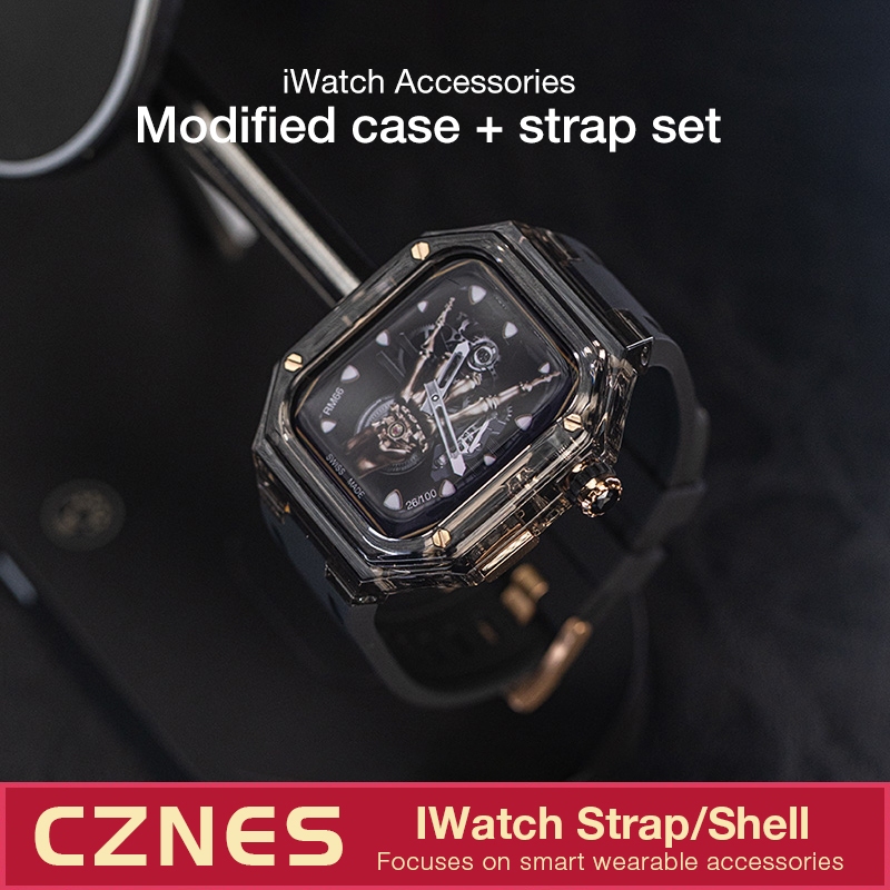Men AP Modified Set Metal Button Case Strap Suitable for Apple Watch ...
