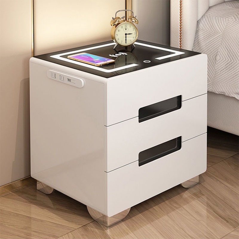 Smart side table drawer solid wood multifunction storage bedside table ...
