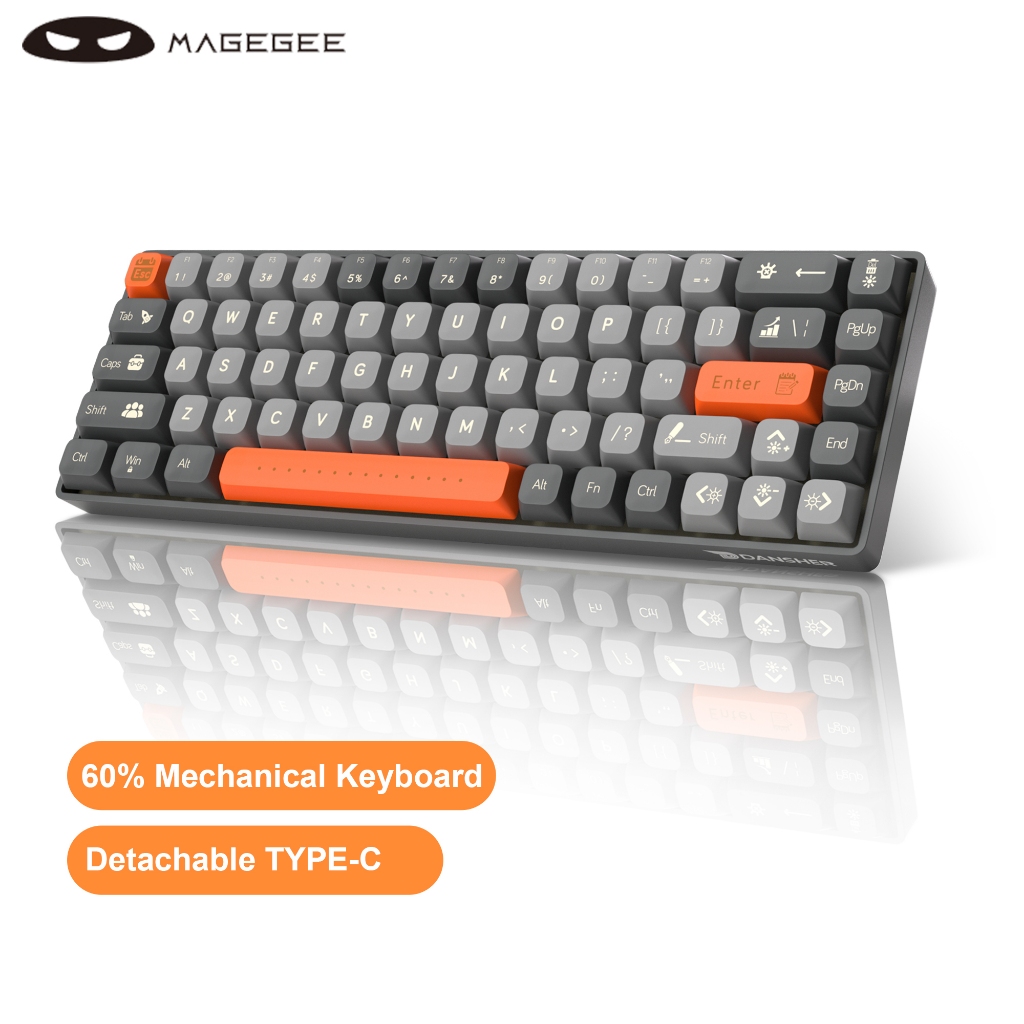 MageGee EK68 Mechanical Keyboard 68Keys Brown/Black Switch Multi-Media ...