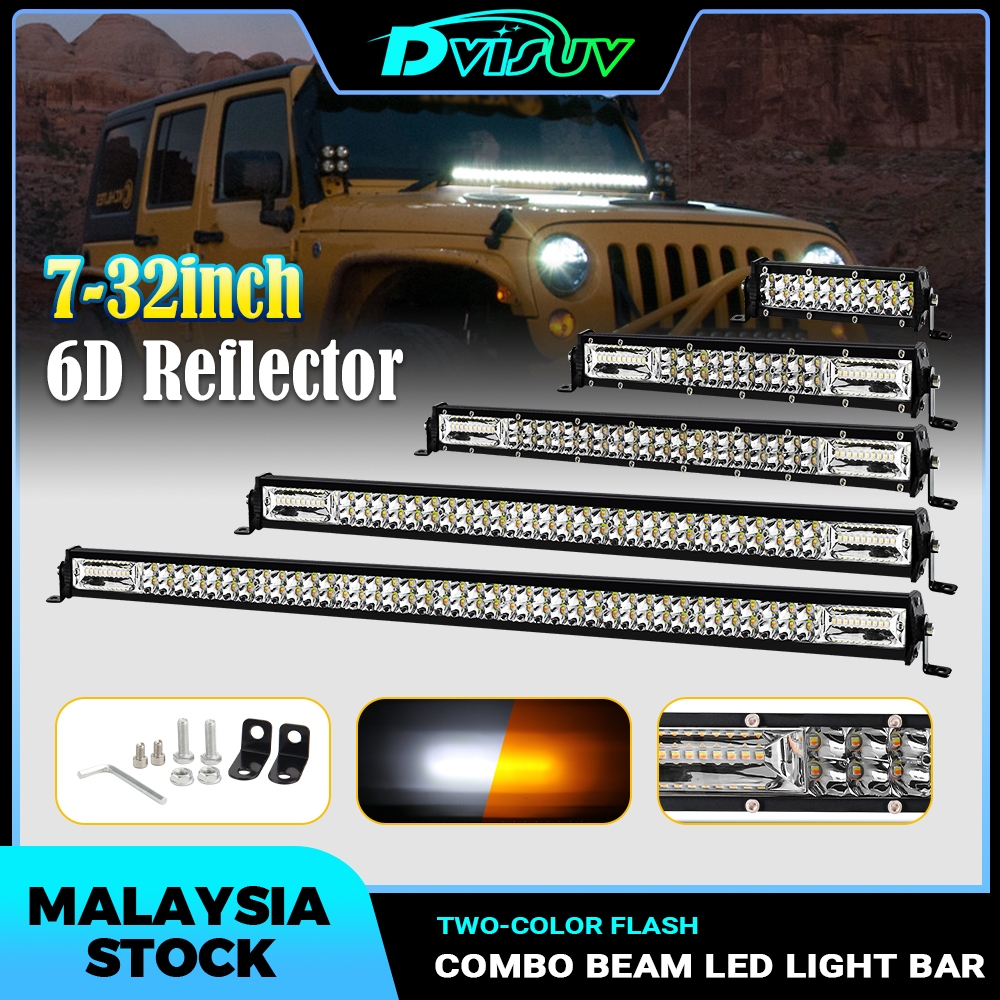 DVISUV Dual Color Strobe LED Light Bar 300W Slim Flood LED Bar Boat ...