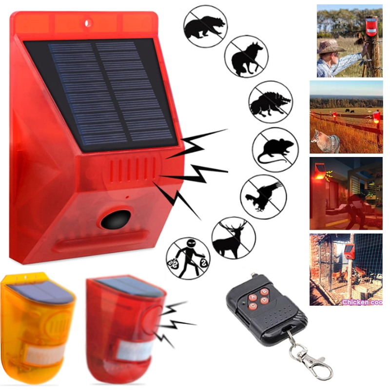 Solar Security Alarm Motion Sensor Sound & Light Siren Alarm Warning ...