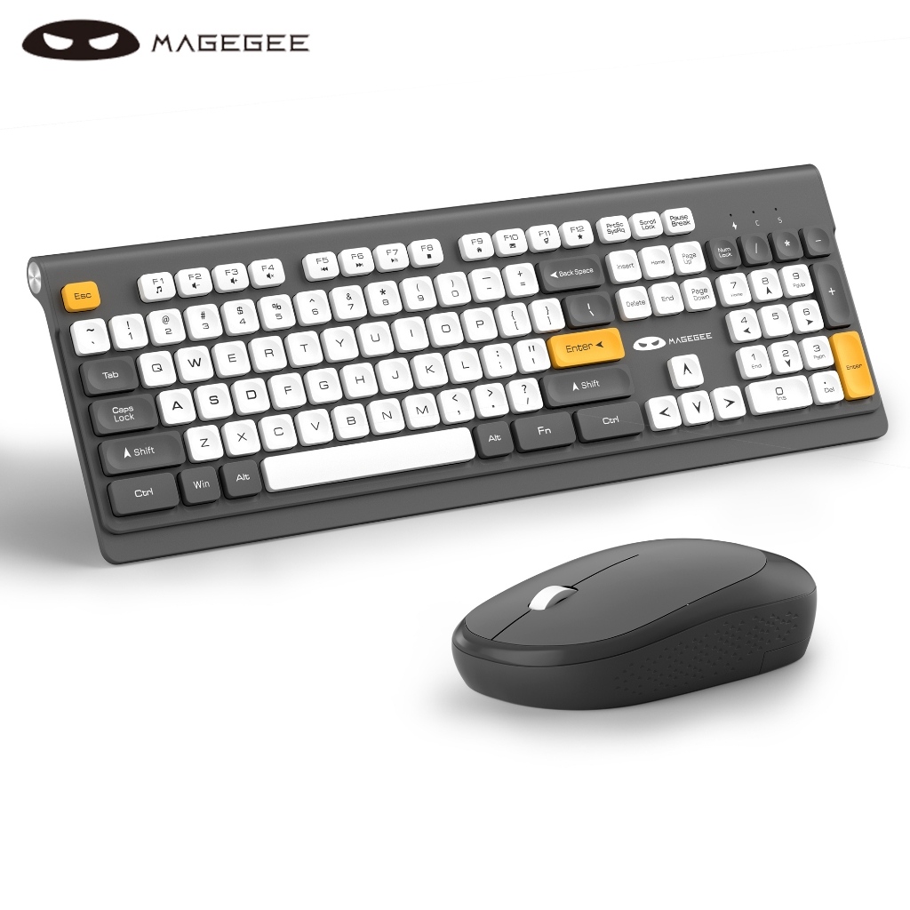 MageGee V650 Wireless Silent Keyboard and Mouse Set, 2.4G Full Size RGB ...