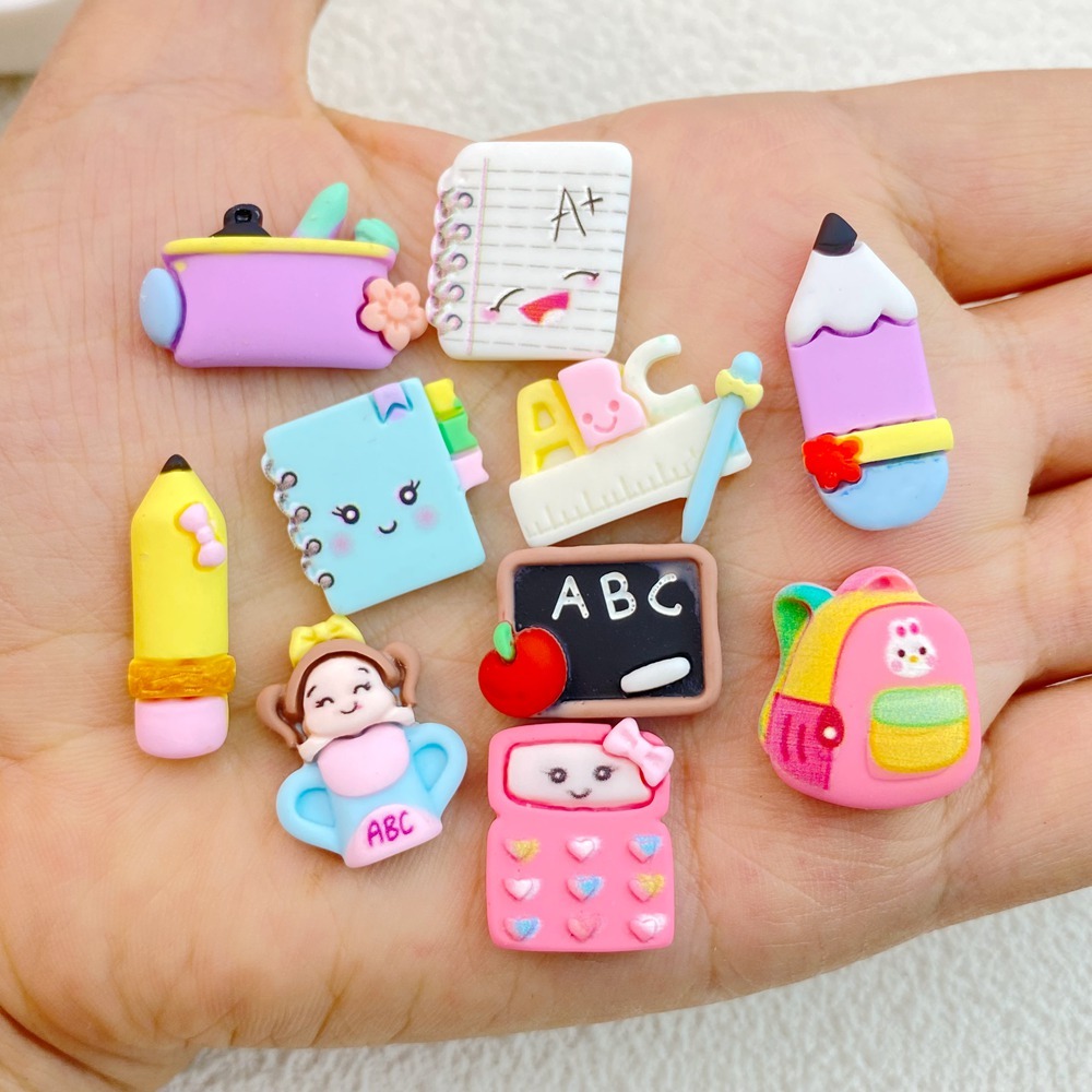 10 Pieces/Set Cute Resin Cartoon Stationery Series Flat Back Handmade ...