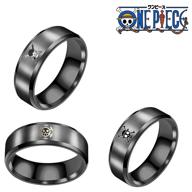 One Piece Symbol Rings Stainless Steel Ring Luffy Zoro And Trafalgar ...
