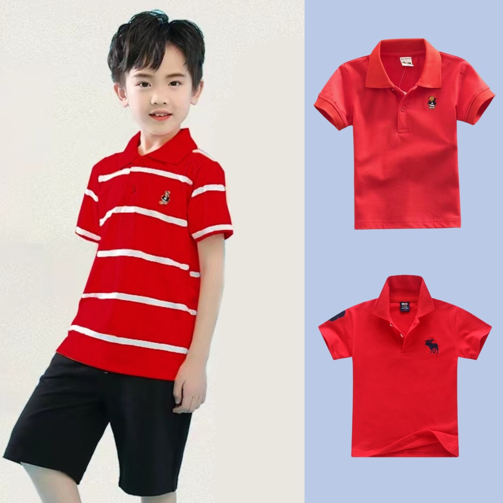 Red Polo Shirt For Kids Boy Soft Cotton Polo Top For Kids Fashion Plain ...