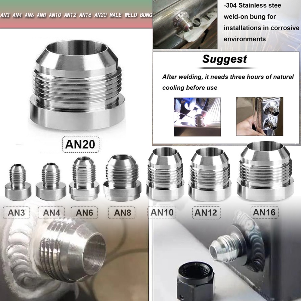 AN3 AN4 AN6 AN8 AN10 AN12 AN16 AN20 Aluminum Weld On Fitting Bung Nut ...