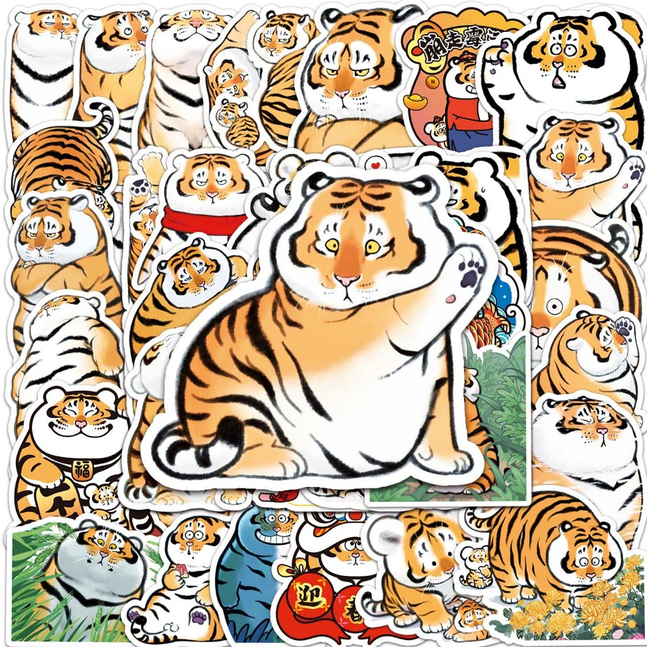 50 Piece Funny Cute Fatty Tiger DIY Creative Motor Stickers Car ...