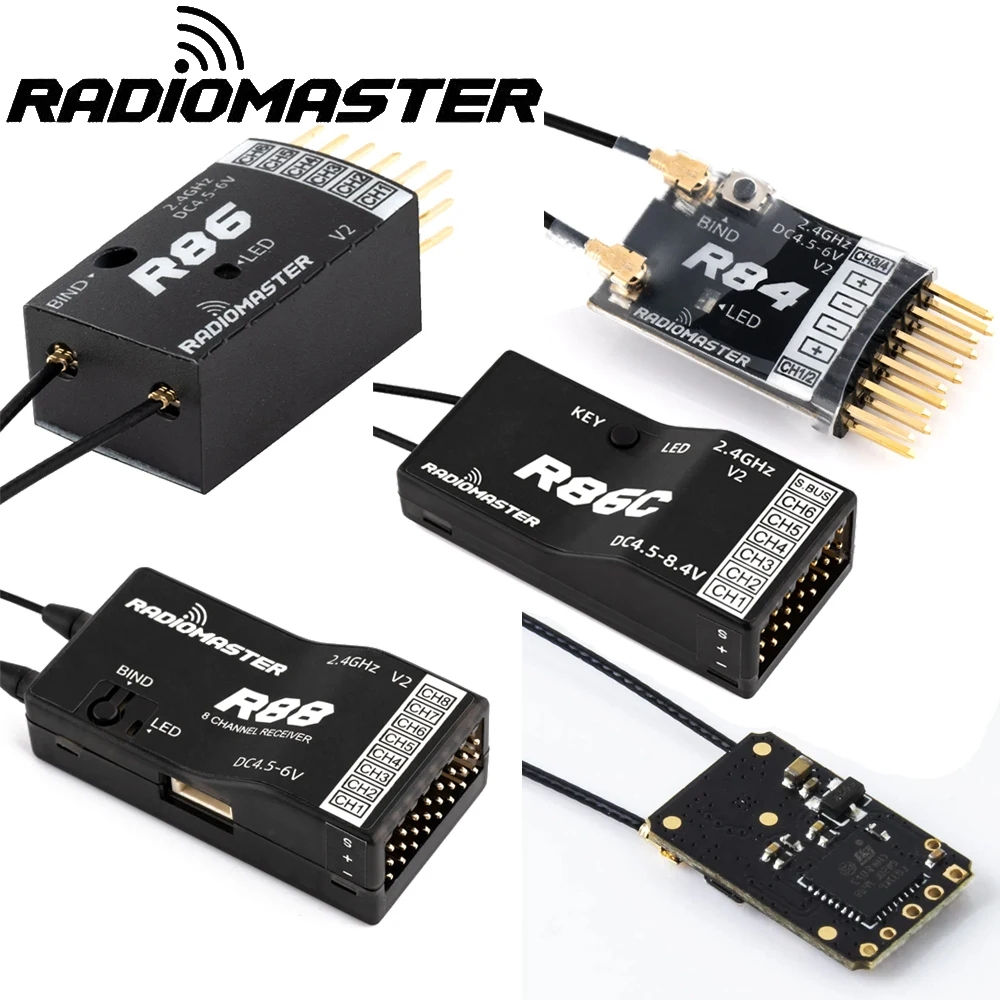Radiomaster R81 R84 R86 R86C R88 V2 4.5-6V 2.4Ghz 4Ch/6Ch/8Ch Receiver ...