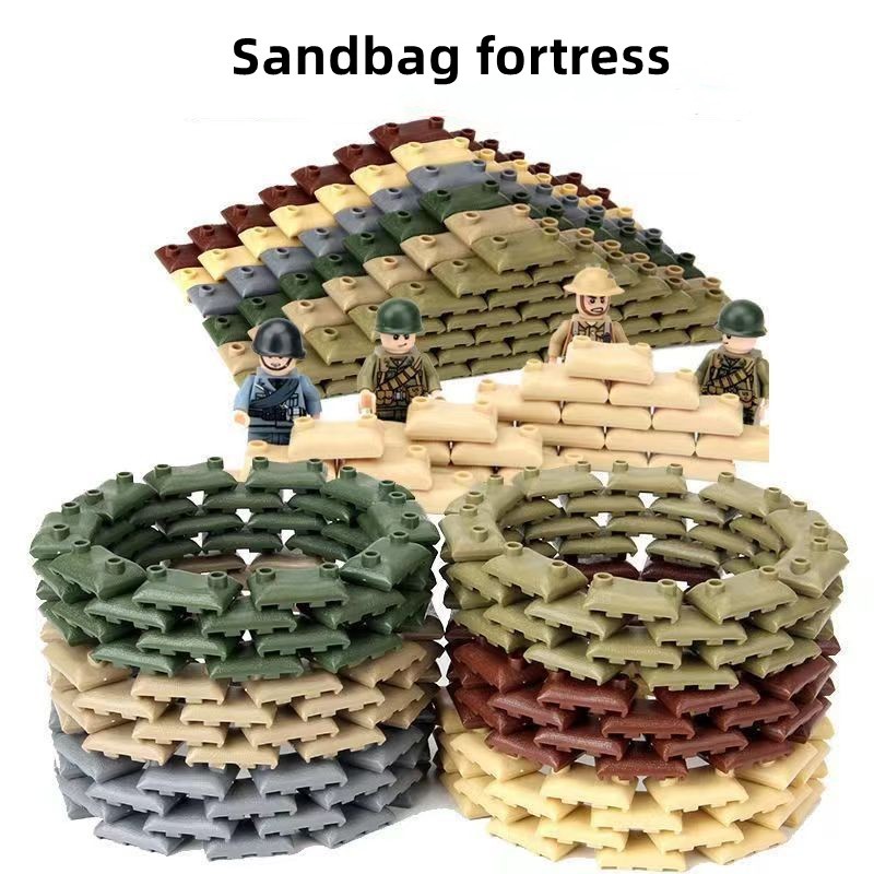 30pcs Sandbag Walls Minifigures World War II Military Series Building ...