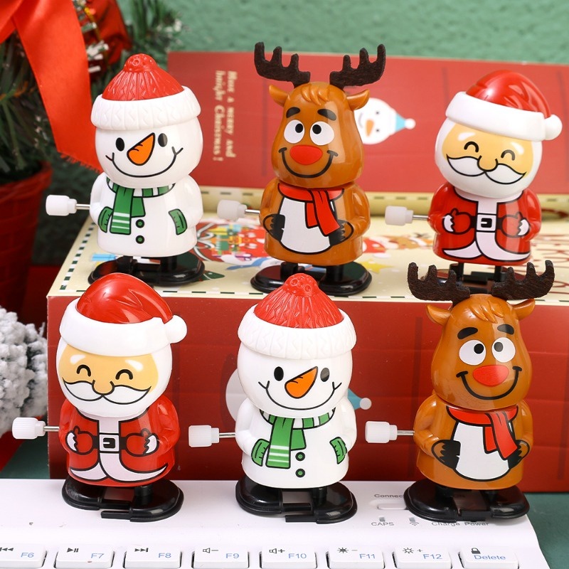 3pcs Christmas Santa Snowman Wind-up Toy Jumping Clockwork Game Doll ...