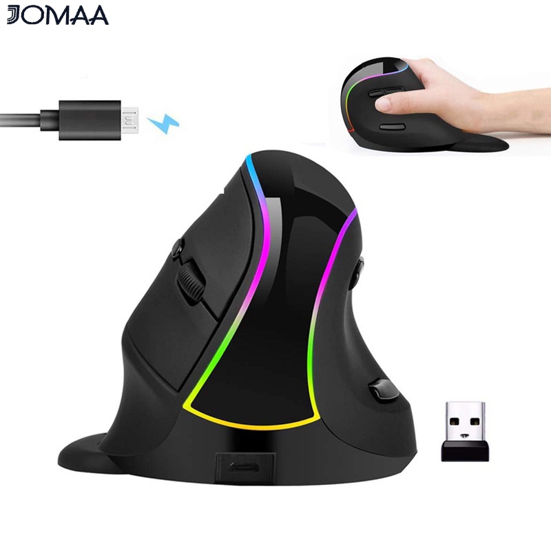 Jomaa 2.4G Wireless Mouse Vertical Rechargeable RGB Gaming Mouse for ...