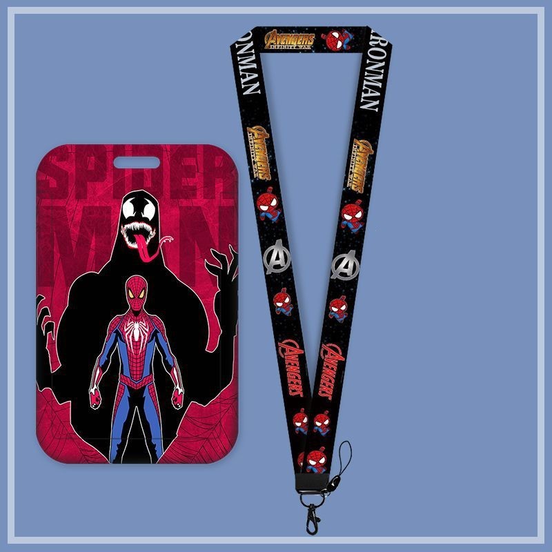 Cartoon Spider-Man Name Tag Student Card Holder Lanyard Bus ID Card ...