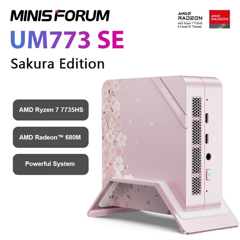 Minisforum UM773SE Sakura Edition AMD Ryzen 7 7735HS Radeon 680M Mini ...
