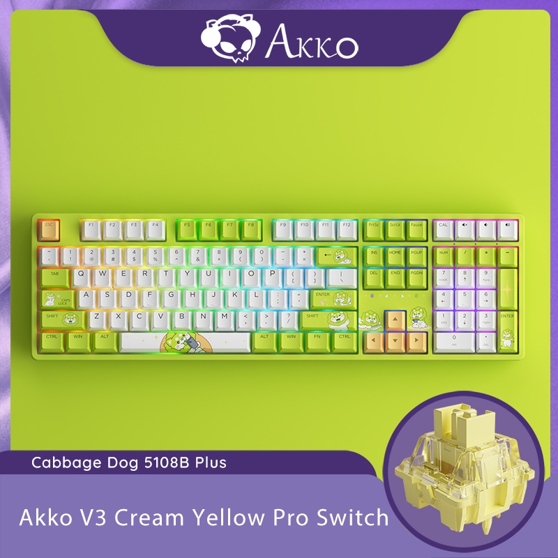 Akko Cabbage Dog 5108B Plus RGB Wireless Mechanical Gaming Keyboard 108 ...