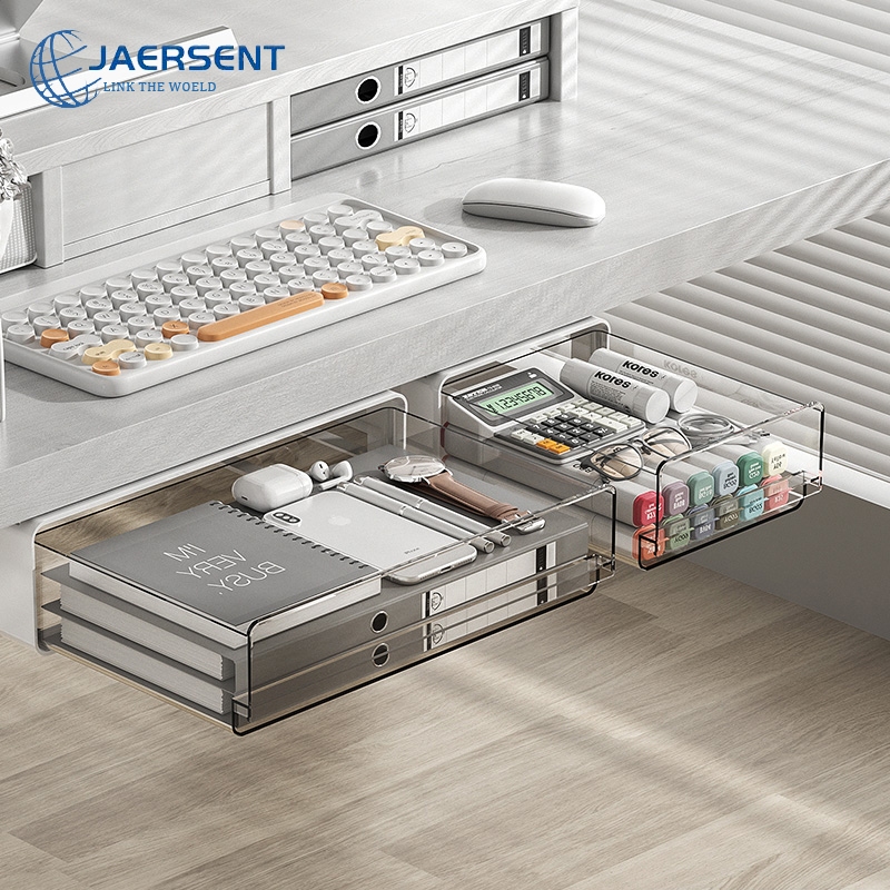 JAERSENT Under Table Desk Drawer Stationary Storage Box Self-adhesive ...