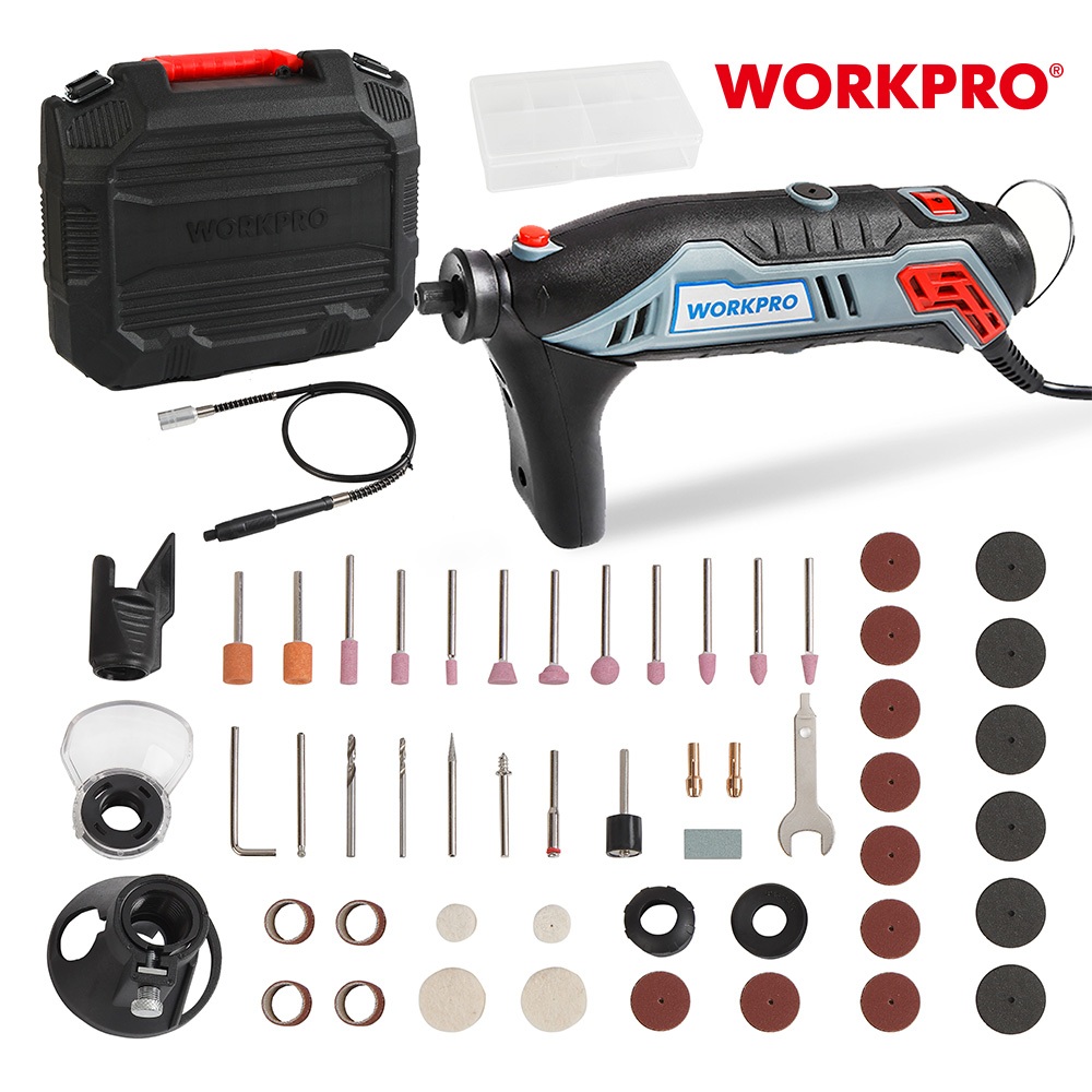 WORKPRO 130W Electric Mini Drill Grinder Engraver Variable Speed Rotary Tool Kit Flexible Shaft ...
