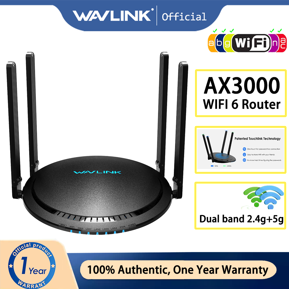 WAVLINK AX3000 Dual Band WiFi 6 Router 3000Mbps Wireless Internet ...