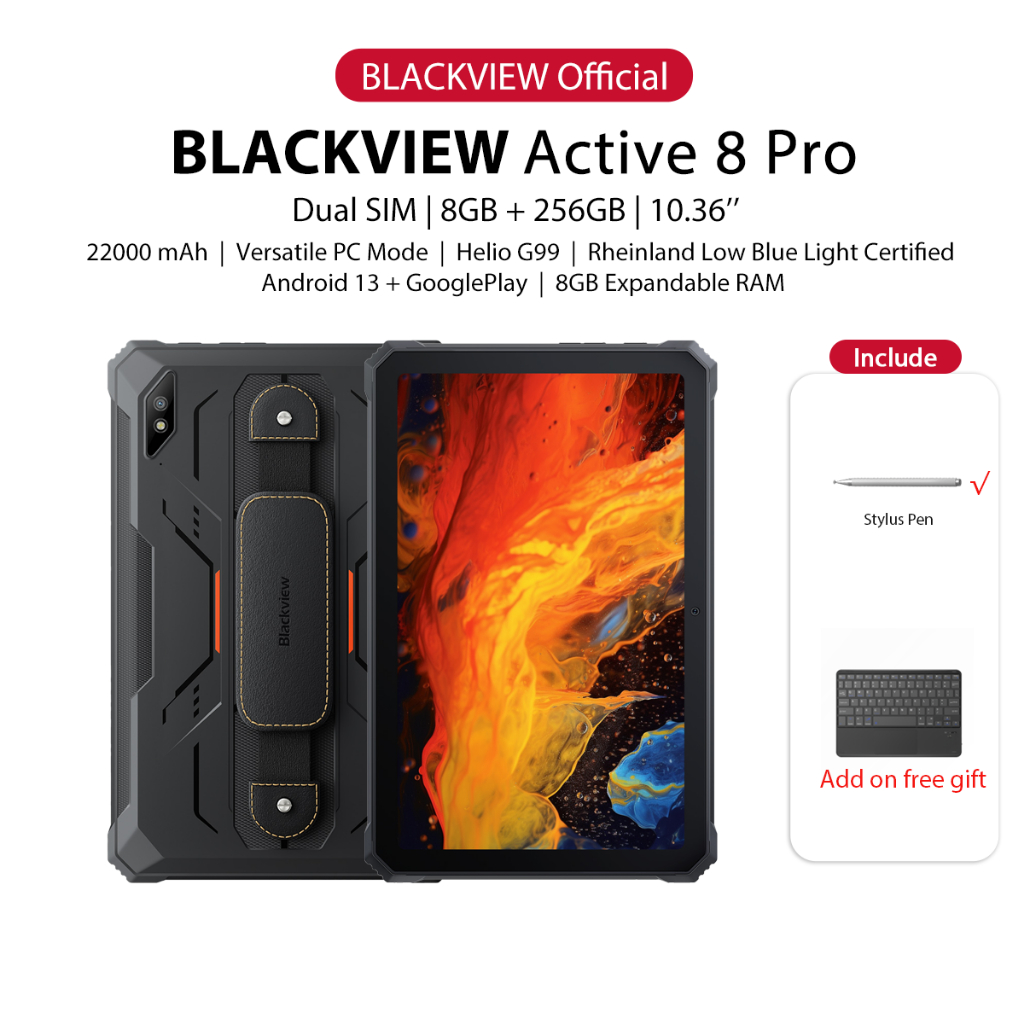 Blackview Active 8 Pro Rugged Tablet Android (10.36'' / 8GB + 256GB ...