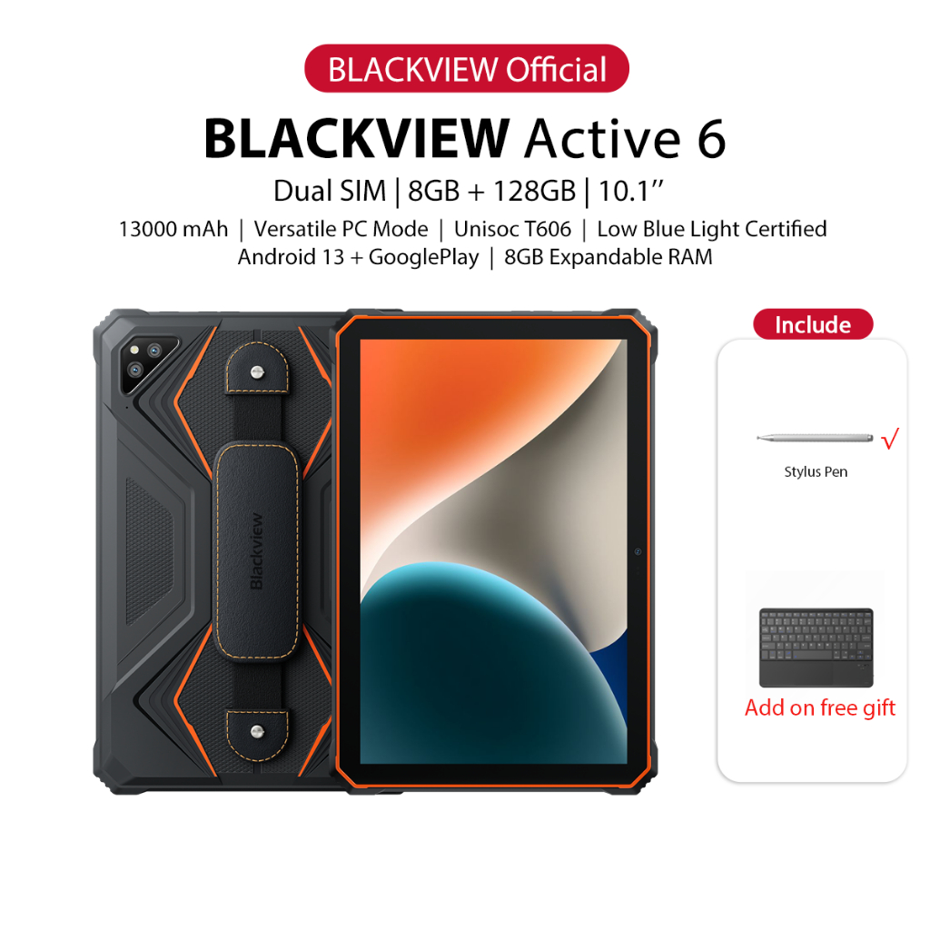 Blackview Active 6 Rugged Tablet Android (10.1'' / 8GB RAM + 128GB ROM ...