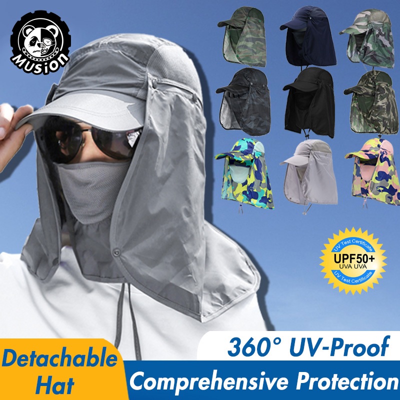 Musion Ready Stock Sun Protection SPF 50 Hat Man Detachable Face Cover ...
