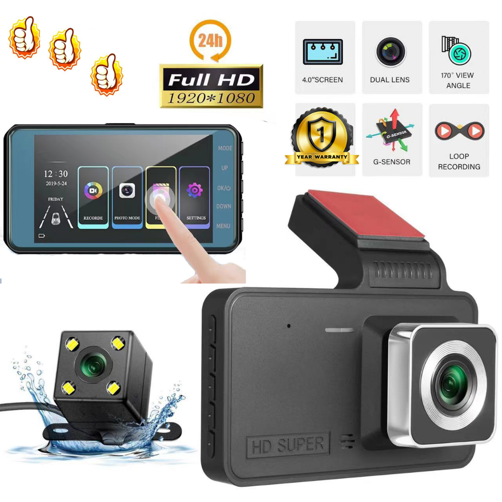 【Ready Stock Free Shipping】 Q10 Dashcam 4-inch 1080P Front and Rear ...