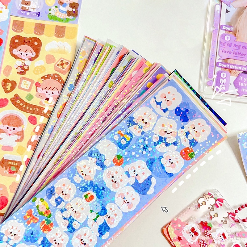 1Pcs Kawaii Handbook Stickers Cartoon Handbook Collage Laser Shiny ...