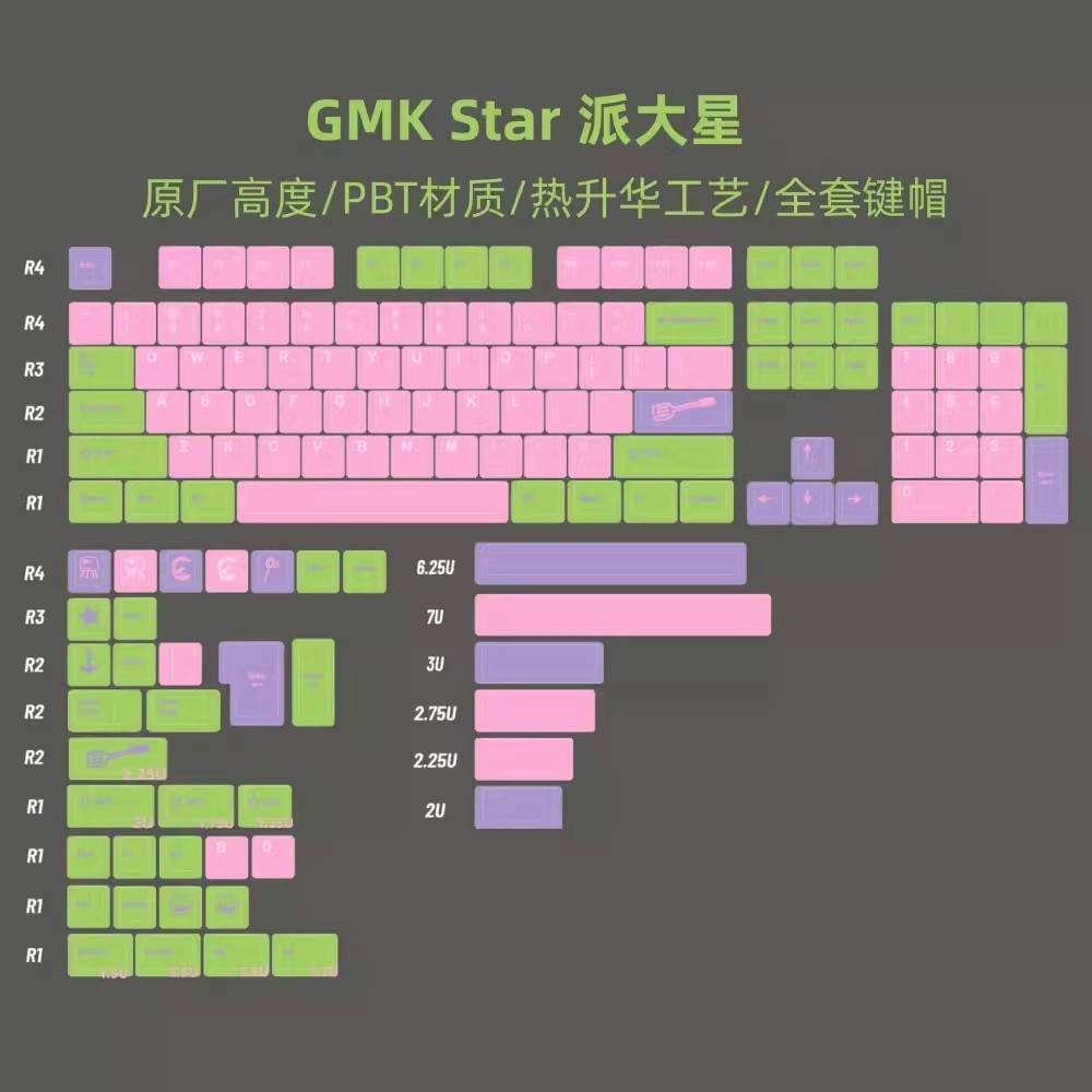 142 Keys Patrick Star Theme Keycap Cherry Profile PBT DYE Subbed Anime ...