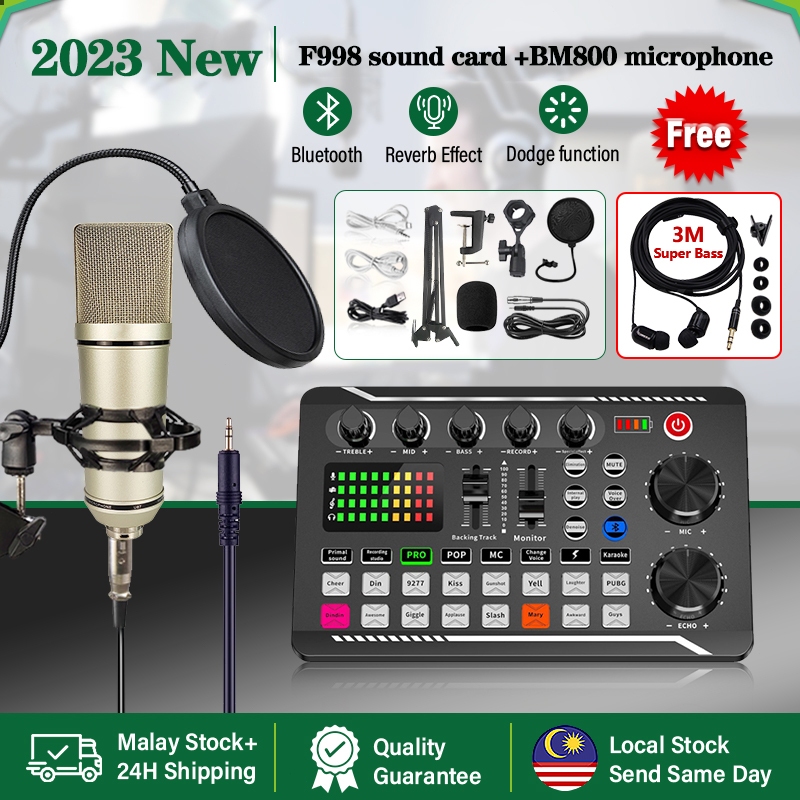 2023 New F998 sound card + set microphone mixer Sound card Audio mixing ...
