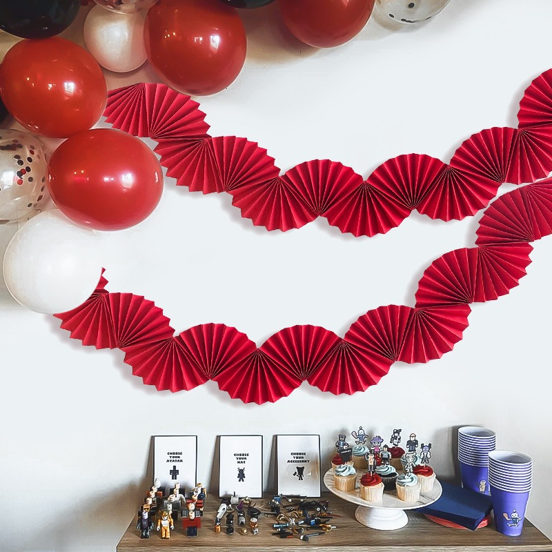 Red Rainbow Party Decorations Paper Garland Bunting Banner for ...
