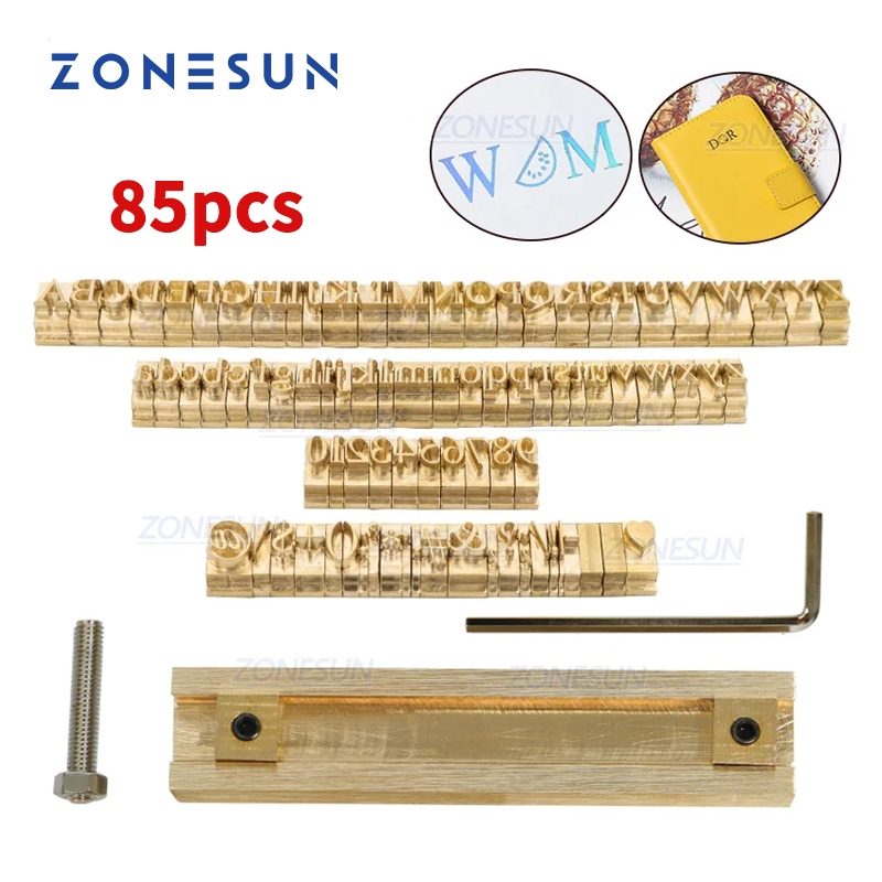 ZONESUN 85pcs Adjustable Brass Letter Stamp English Alphabet Number ...