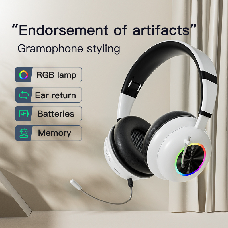 KE-29 Wireless Bluetooth Ear Return Headset RGB Light Effect With Mic ...