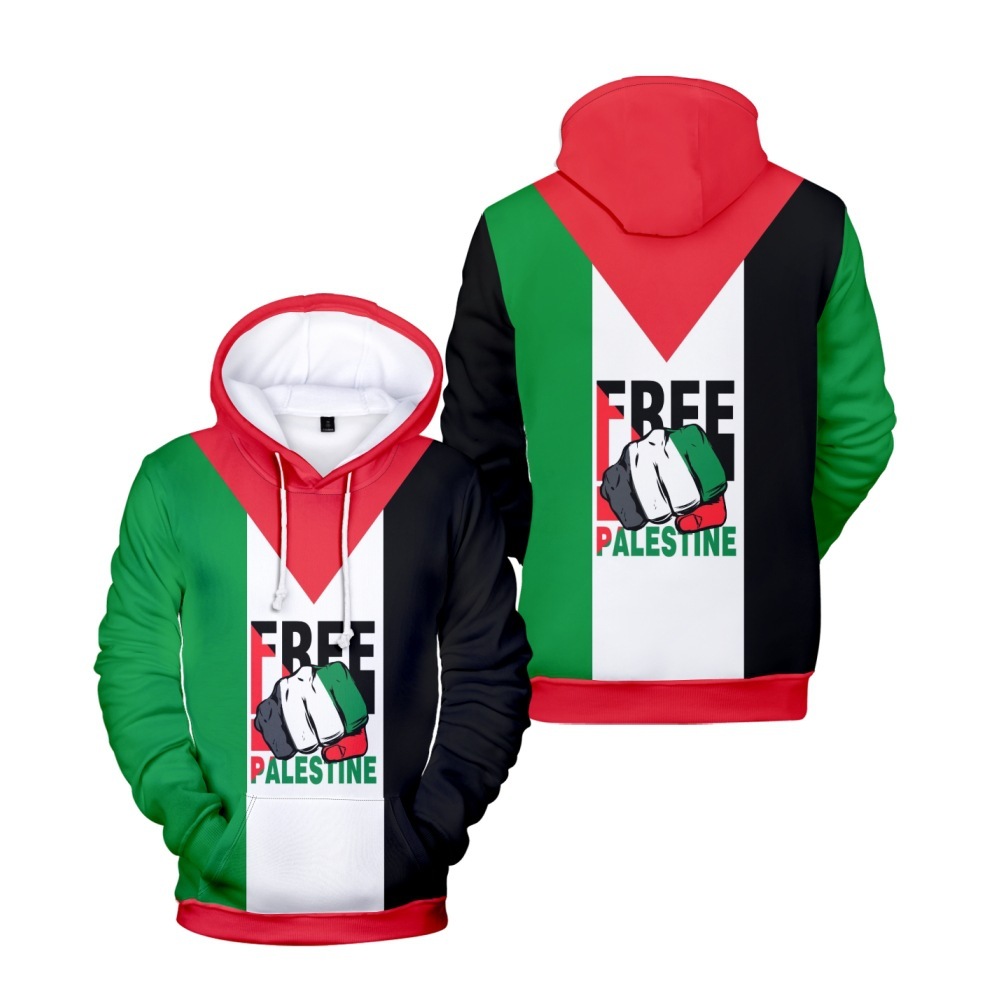 3D Printed Palestine National Flag Inspiration Hoodie Long Sleeve ...